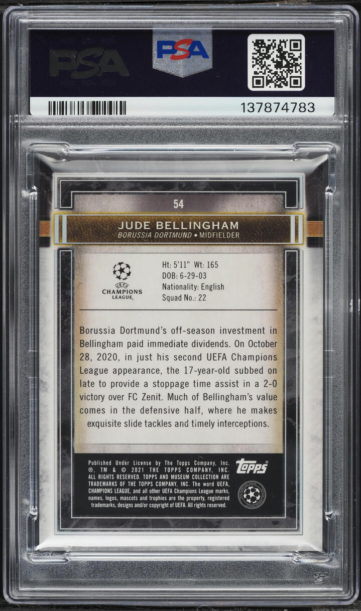2020 Topps Museum Collection UEFA Ruby Jude Bellingham ROOKIE /25 #54 ...