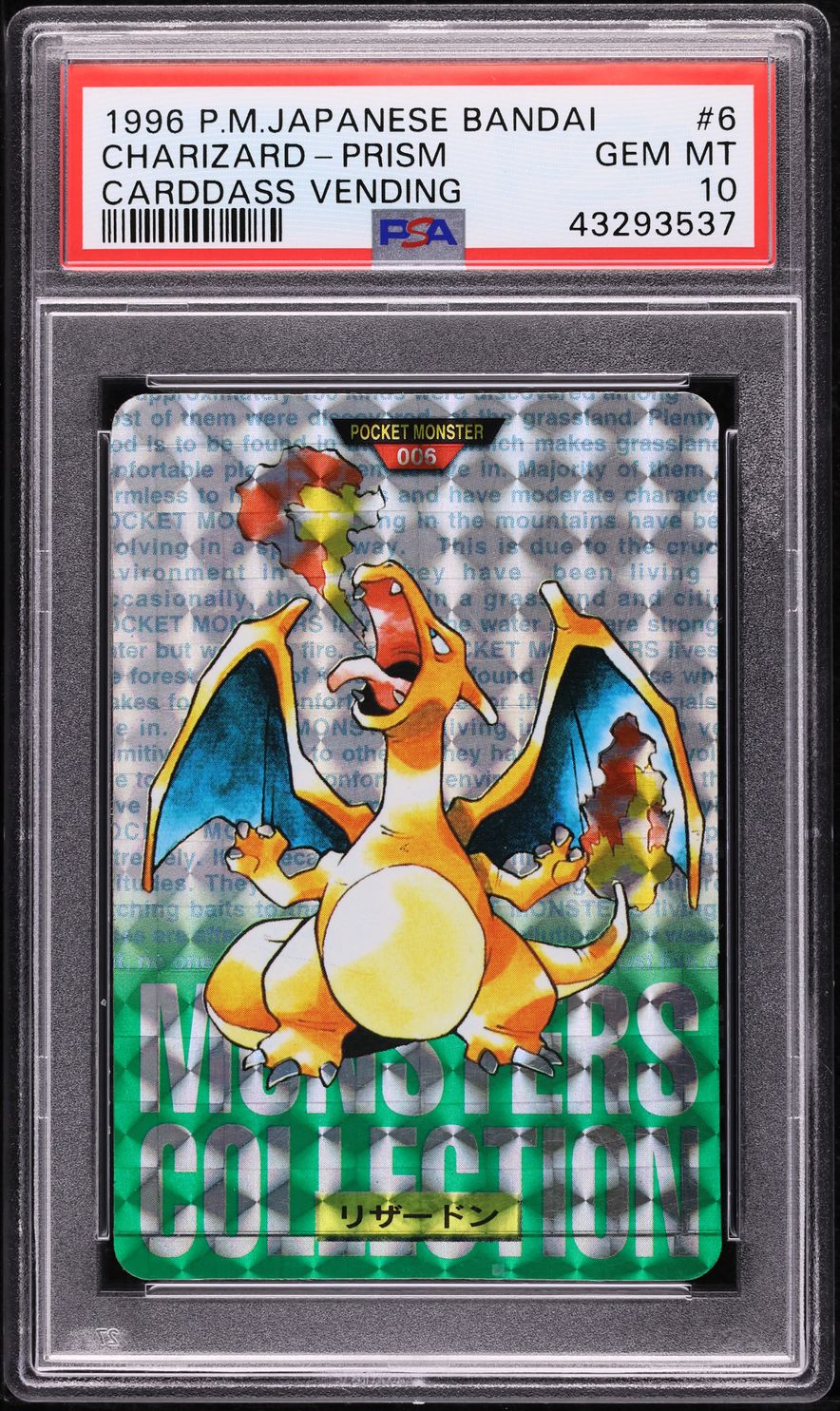 1996 Pokemon Japanese Bandai Carddass Vending Prism Charizard #6 PSA 10 ...