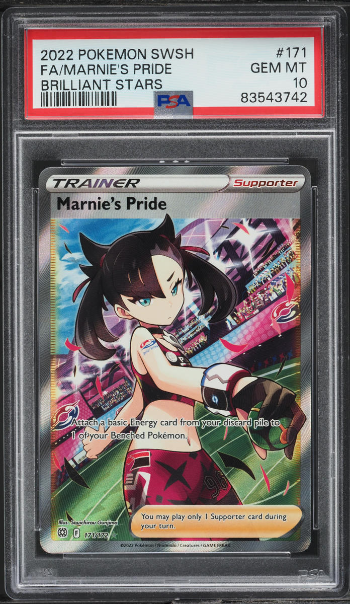 2022 Pokemon SWSH Brilliant Stars Full Art Marnie's Pride #171 PSA 10 ...