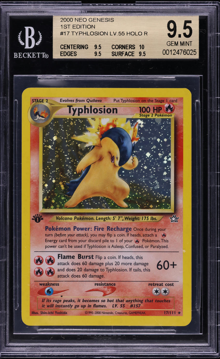 2000 Pokemon Neo Genesis 1st Edition Holo Typhlosion #17 BGS 9.5 GEM MINT on Fanatics Collect