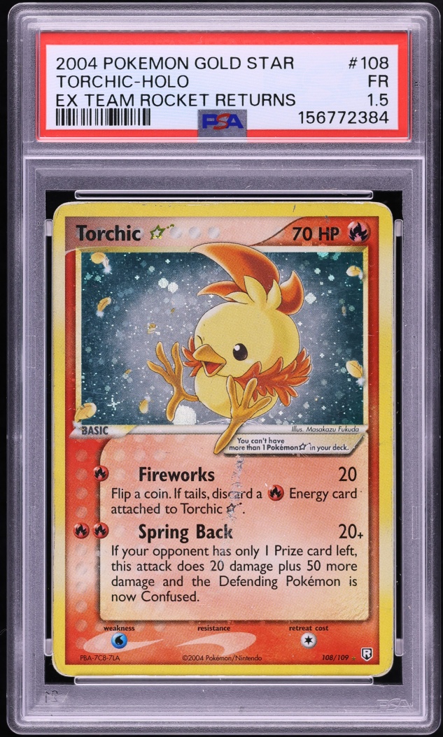 2004 Pokemon EX Team Rocket Returns Holo Torchic Gold Star #108 PSA 1.5 ...