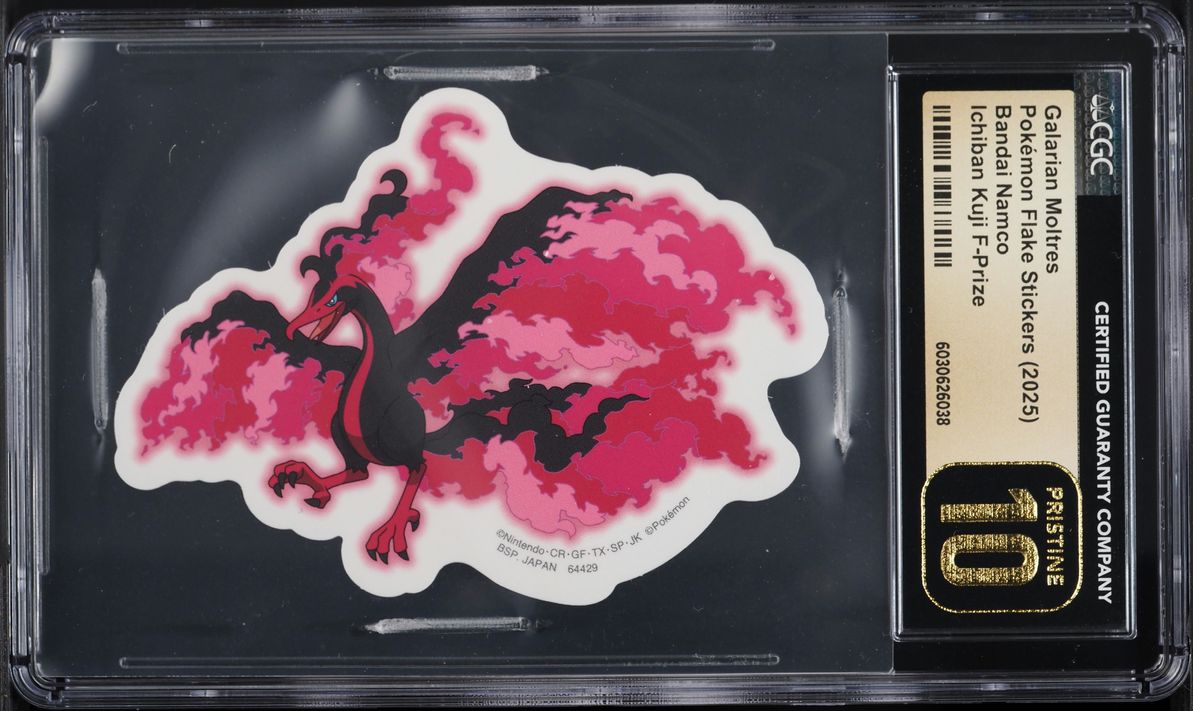 2025 Pokemon Bandai Namco Flake Stickers Ichiban Kuji Galarian Moltres ...