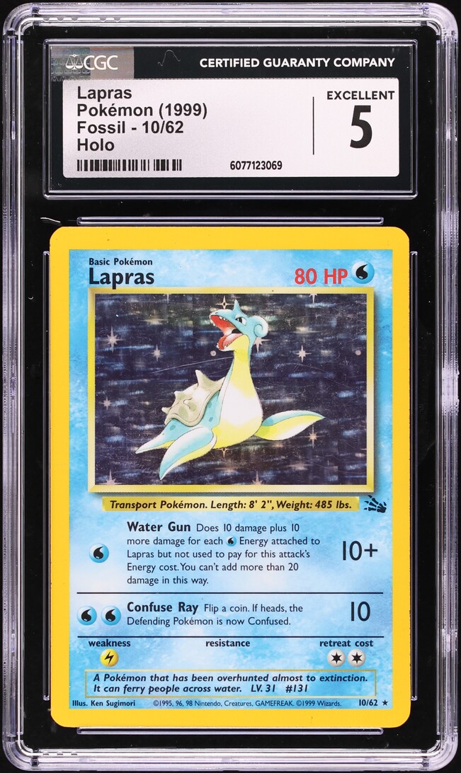 1999 Pokemon Fossil Holo Lapras #10 CGC 5 EX on Fanatics Collect