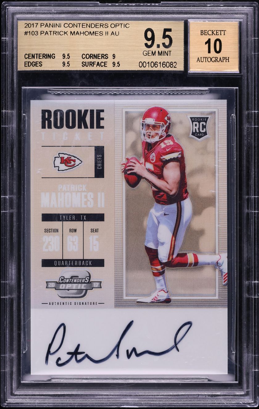 2017 Panini Contenders Optic Patrick Mahomes ROOKIE AUTO #103 BGS 9.5 ...