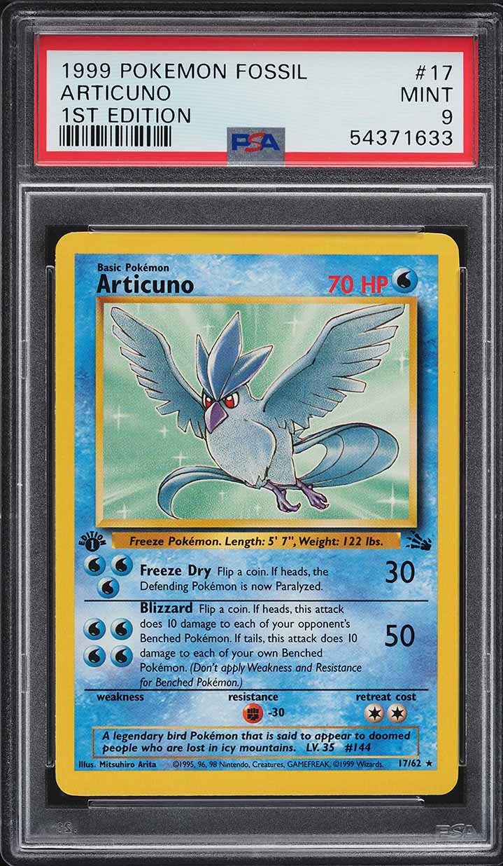 1999 Pokemon Fossil 1st Edition Articuno #17 PSA 9 MINT on Fanatics Collect