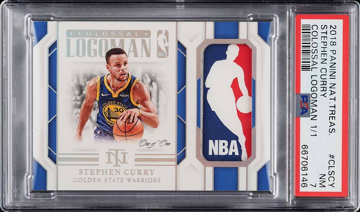 2018 National Treasures Colossal Stephen Curry NBA LOGOMAN PATCH 1/1 ...