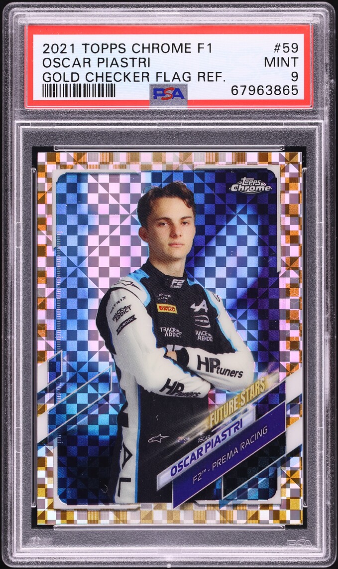 2021 Topps Chrome Formula 1 F1 Gold Checker Flag Refractor Oscar ...