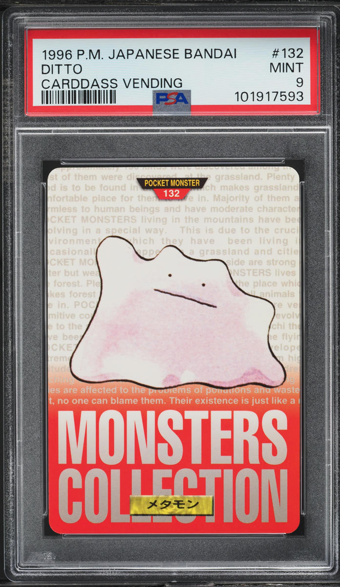 1996 Pokemon Japanese Bandai Carddass Vending Red Ditto #132 PSA 9 MINT ...