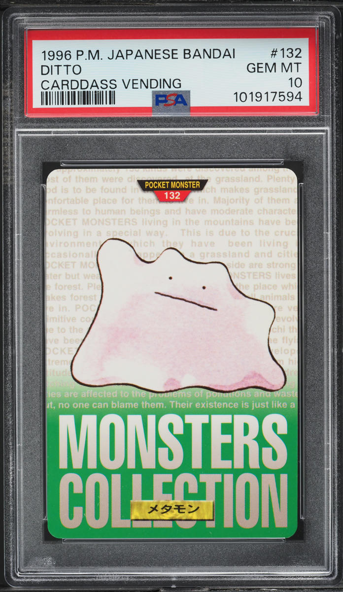1996 Pokemon Japanese Bandai Carddass Vending Green Ditto #132 PSA 10 ...