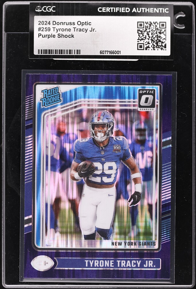 2024 Donruss Optic Purple Shock Tyrone Tracy Jr. ROOKIE #259 CGC AUTH ...