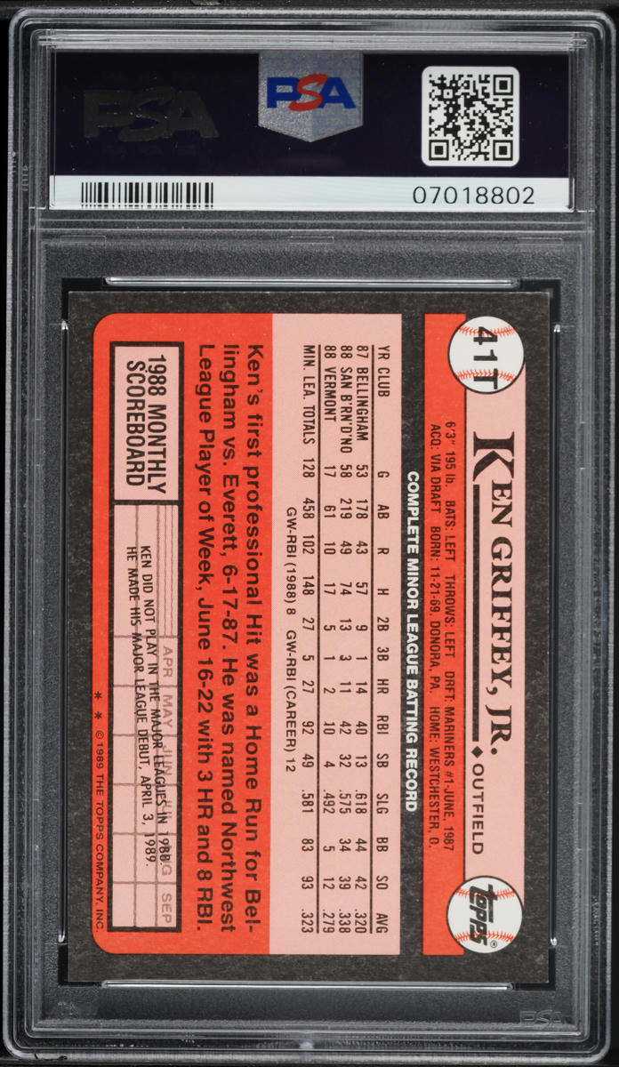 1989 Topps Traded Tiffany Ken Griffey Jr. ROOKIE #41T PSA 9 MINT on ...