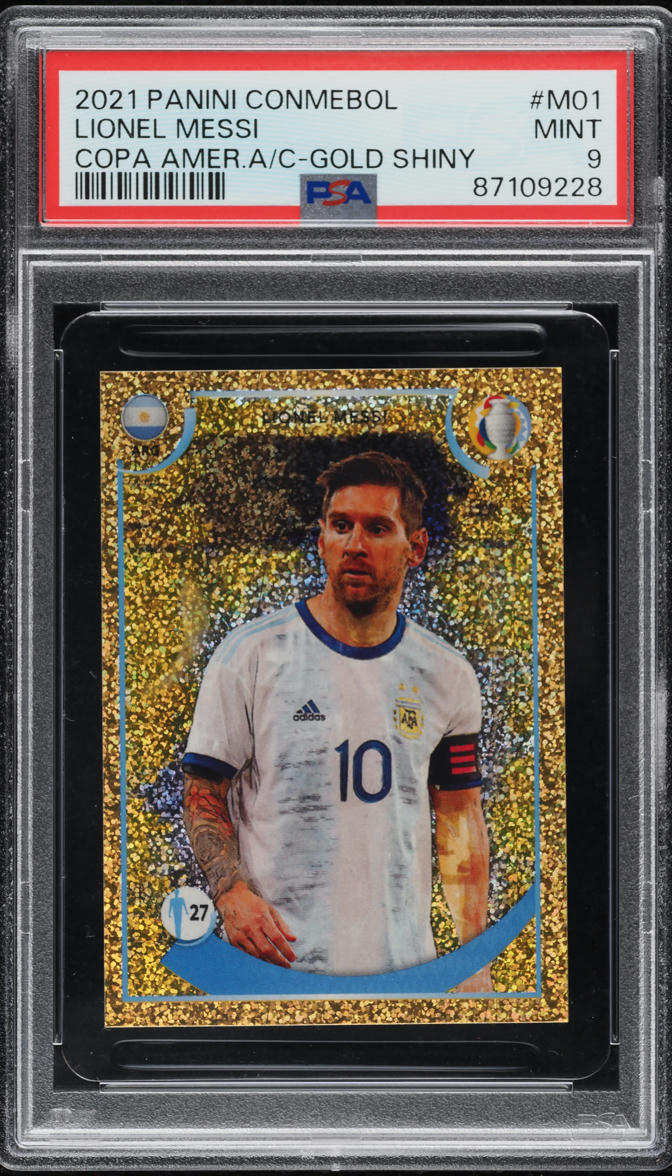 2021 Panini Conmebol Copa America Gold Shiny Lionel Messi #M01 PSA 9 ...