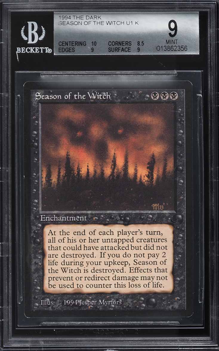 1994 Magic The Gathering MTG the Dark Season Of the Witch U1 K BGS 9 ...