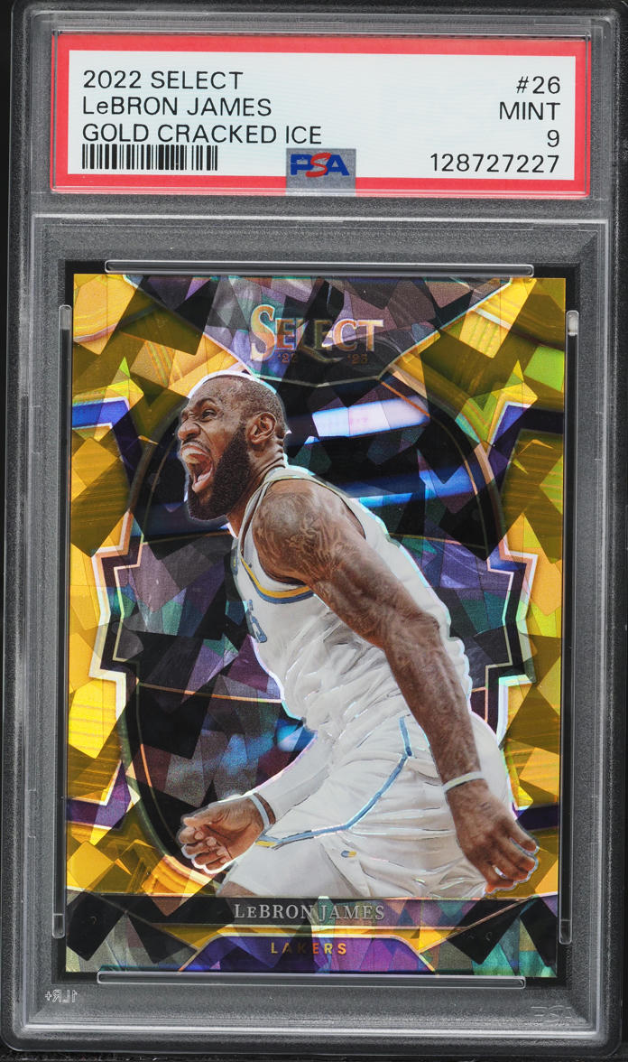 2022 Select Concourse Gold Cracked Ice LeBron James /10 #26 PSA 9 MINT ...