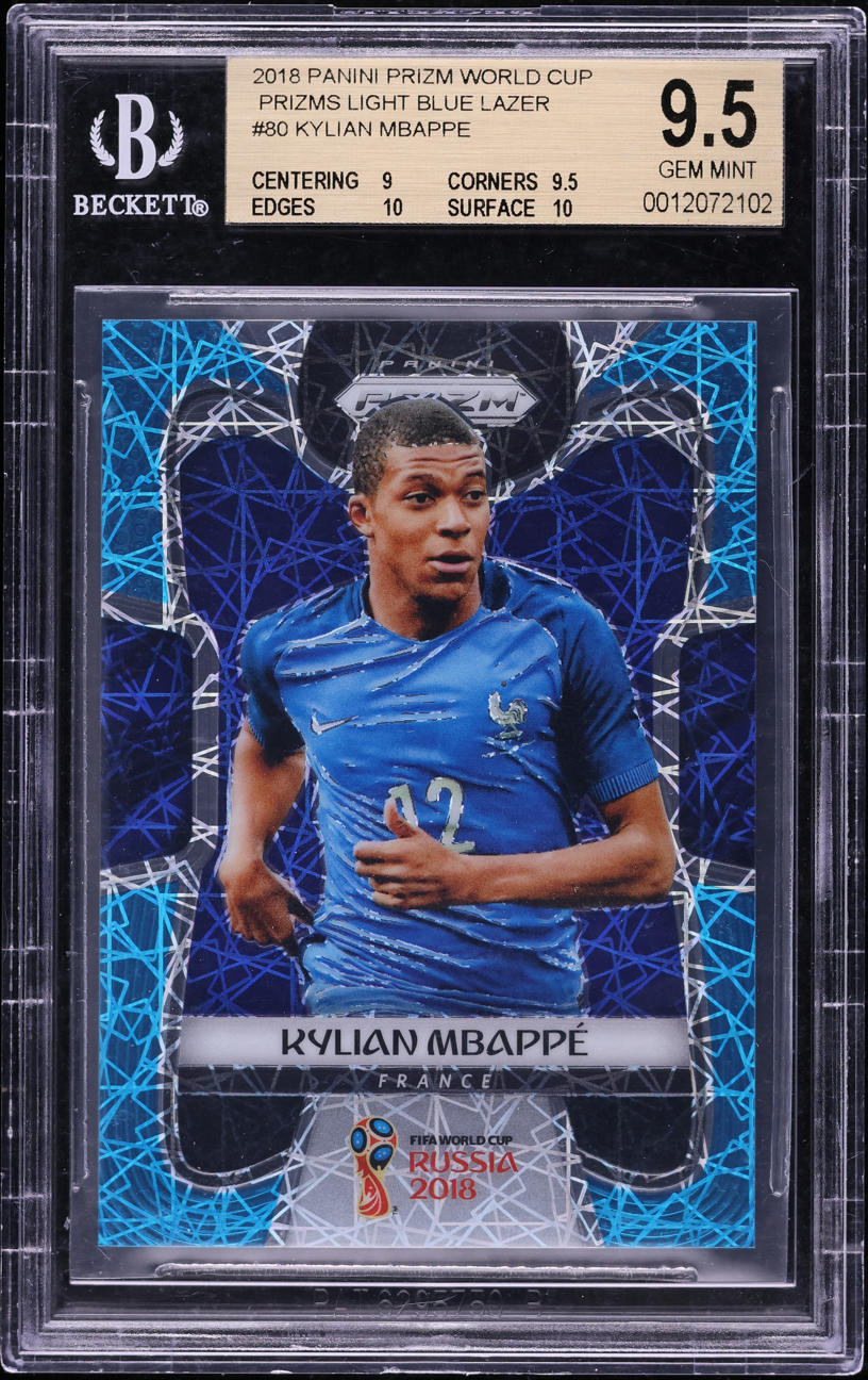 2018 Panini Prizm World Cup Light Blue Lazer Kylian Mbappe ROOKIE /125 BGS 9.5 on Fanatics Collect