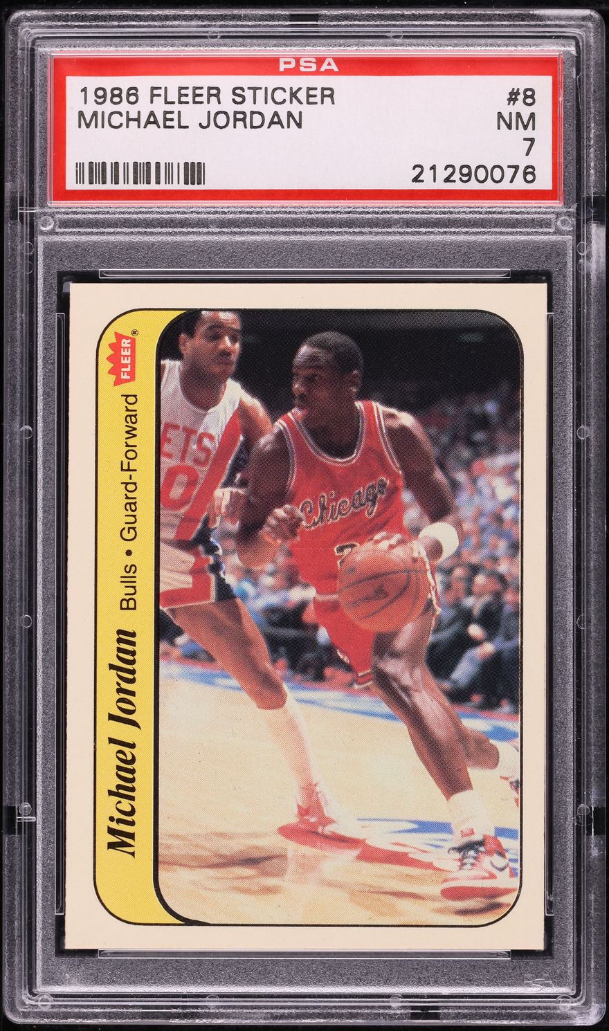 1986 Fleer Sticker Michael Jordan ROOKIE #8 PSA 7 NRMT on Fanatics Collect