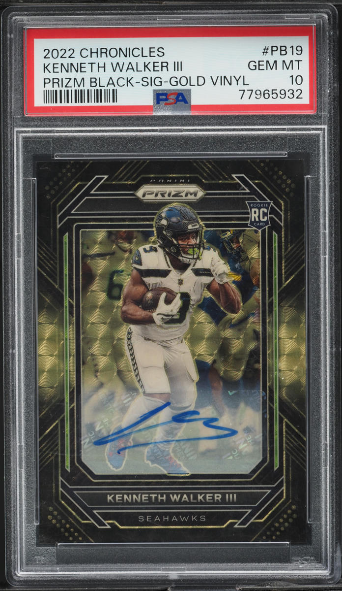 2022 Panini Chronicles Prizm Gold Vinyl Kenneth Walker III RC AUTO /5 PSA 10 GEM on Fanatics Collect