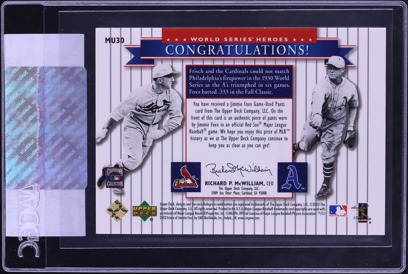 2002 Upper Deck World Series Heroes Classic Match-Ups Frank Frisch ...