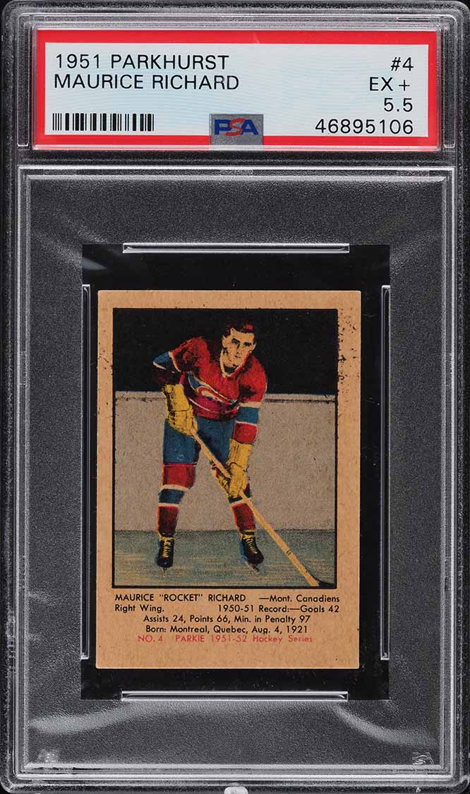 1951 Parkhurst Maurice 'Rocket' Richard ROOKIE #4 PSA 5.5 EX+ on ...