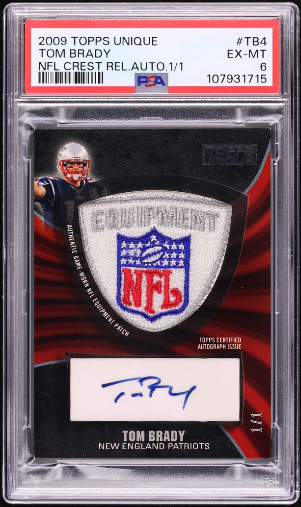 2009 Topps Unique Tom Brady NFL SHIELD PATCH AUTO 1/1 #NFLCA-TB4 PSA 6 ...