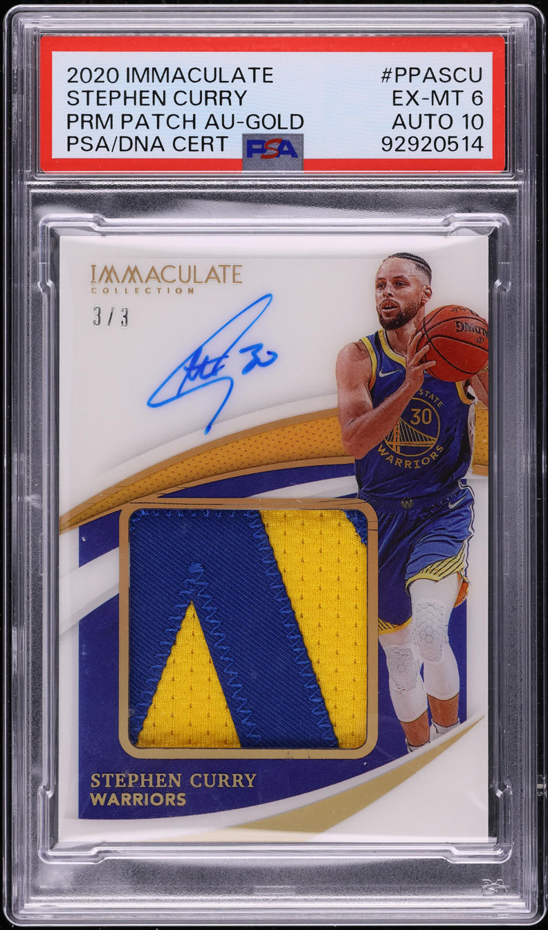 2020 Immaculate Collection Gold Stephen Curry PATCH AUTO DNA 10 3/3 PSA ...