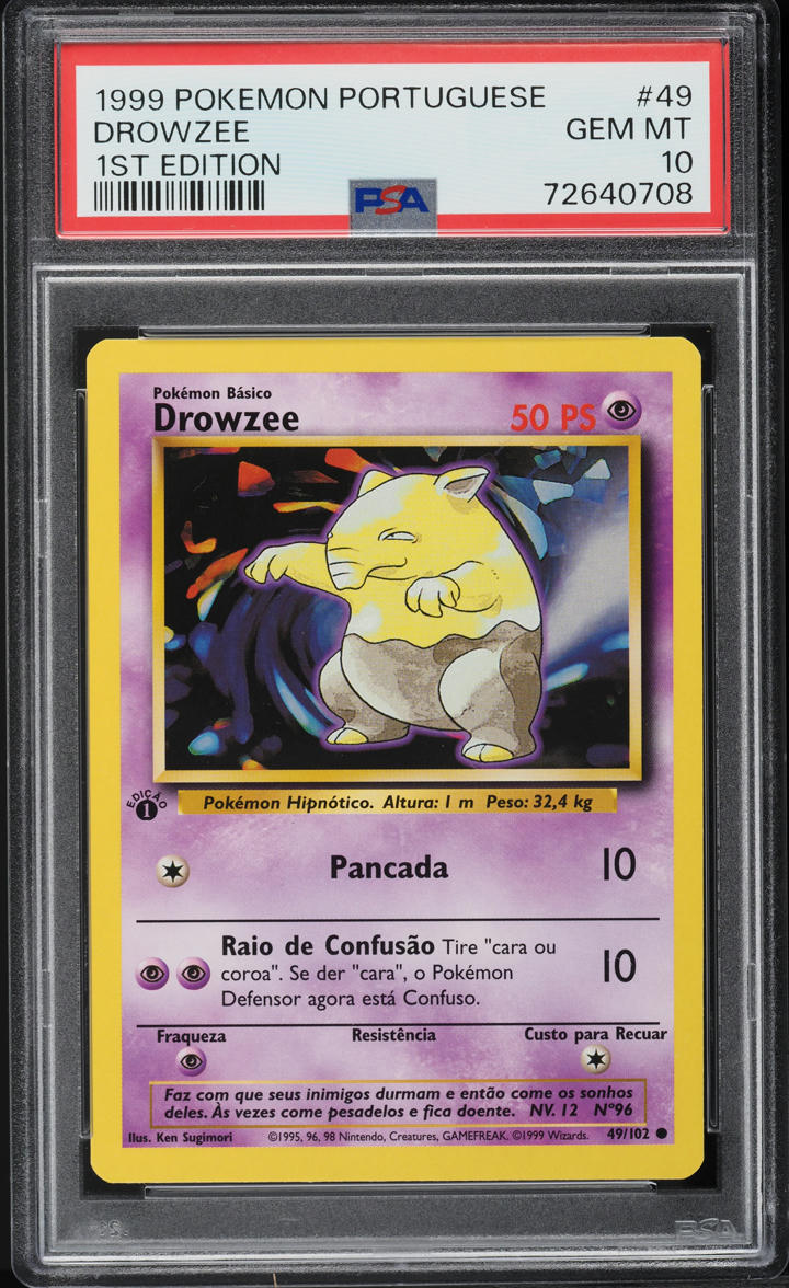 1999 Pokemon Portuguese Base Set 1st Edition Drowzee #49 PSA 10 GEM ...