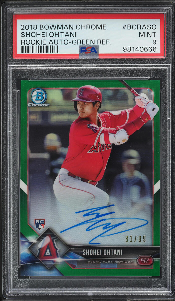 2018 Bowman Chrome Green Refractor Shohei Ohtani ROOKIE AUTO /99 # ...