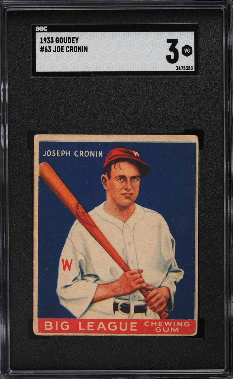 1933 Goudey Joe Cronin #63 SGC 3 VG on Fanatics Collect