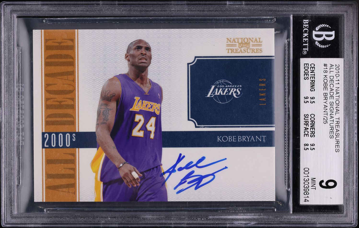 2010 National Treasures All Decade Signatures Kobe Bryant AUTO /25 BGS ...