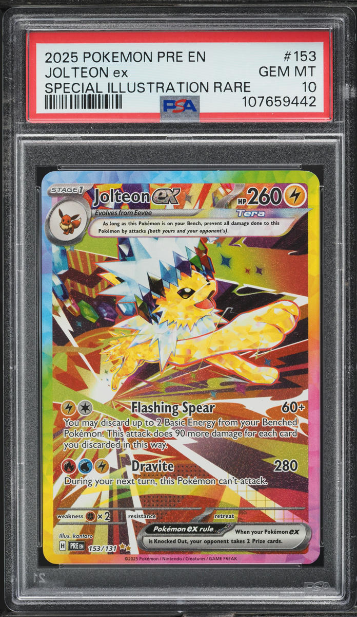 2025 Pokemon SV Prismatic Evolutions SIR Jolteon ex #153 PSA 10 GEM MINT on Fanatics Collect