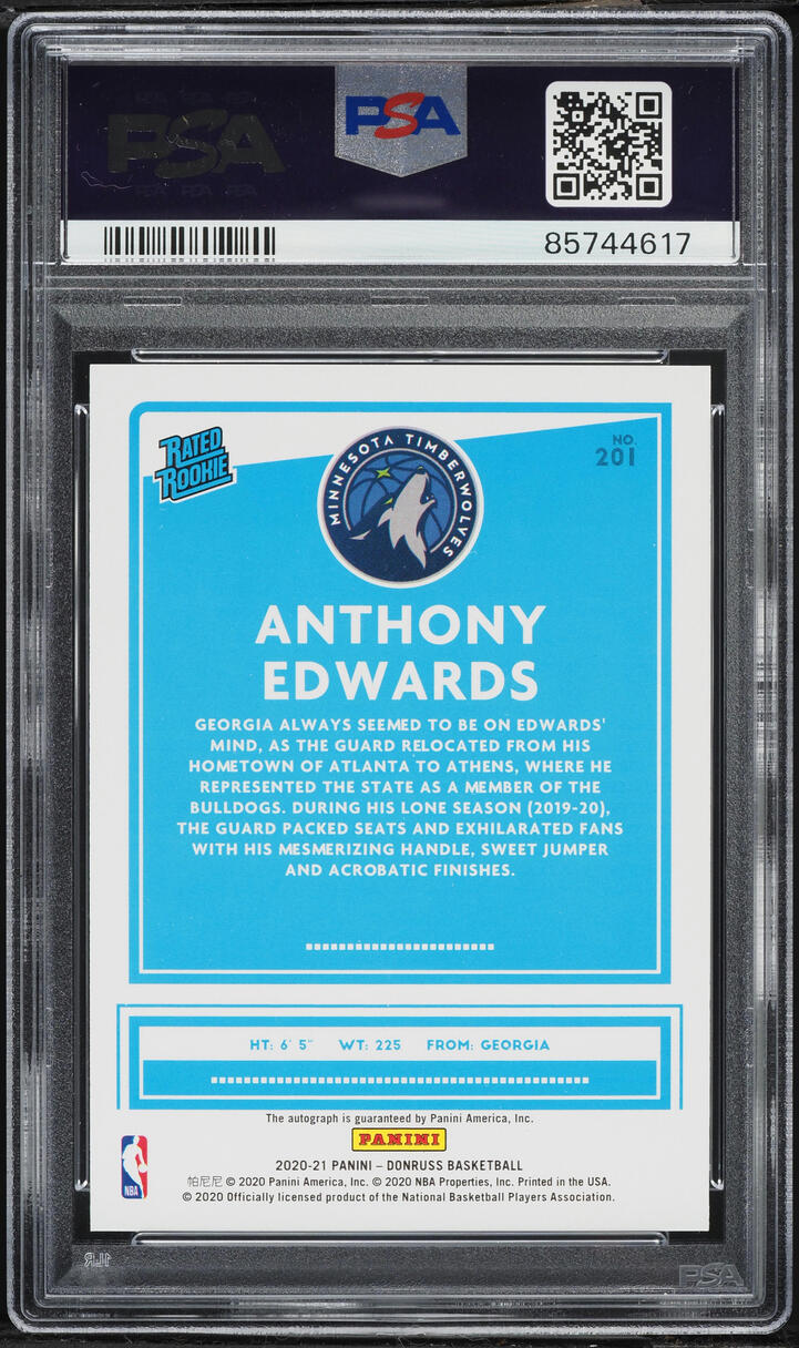 2020 Donruss Choice Red Anthony Edwards ROOKIE AUTO /99 #201 PSA 10 GEM ...