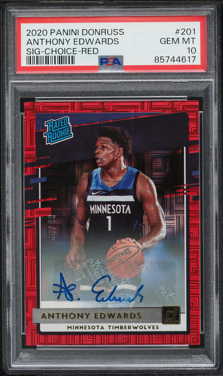 2020 Donruss Choice Red Anthony Edwards ROOKIE AUTO /99 #201 PSA 10 GEM ...