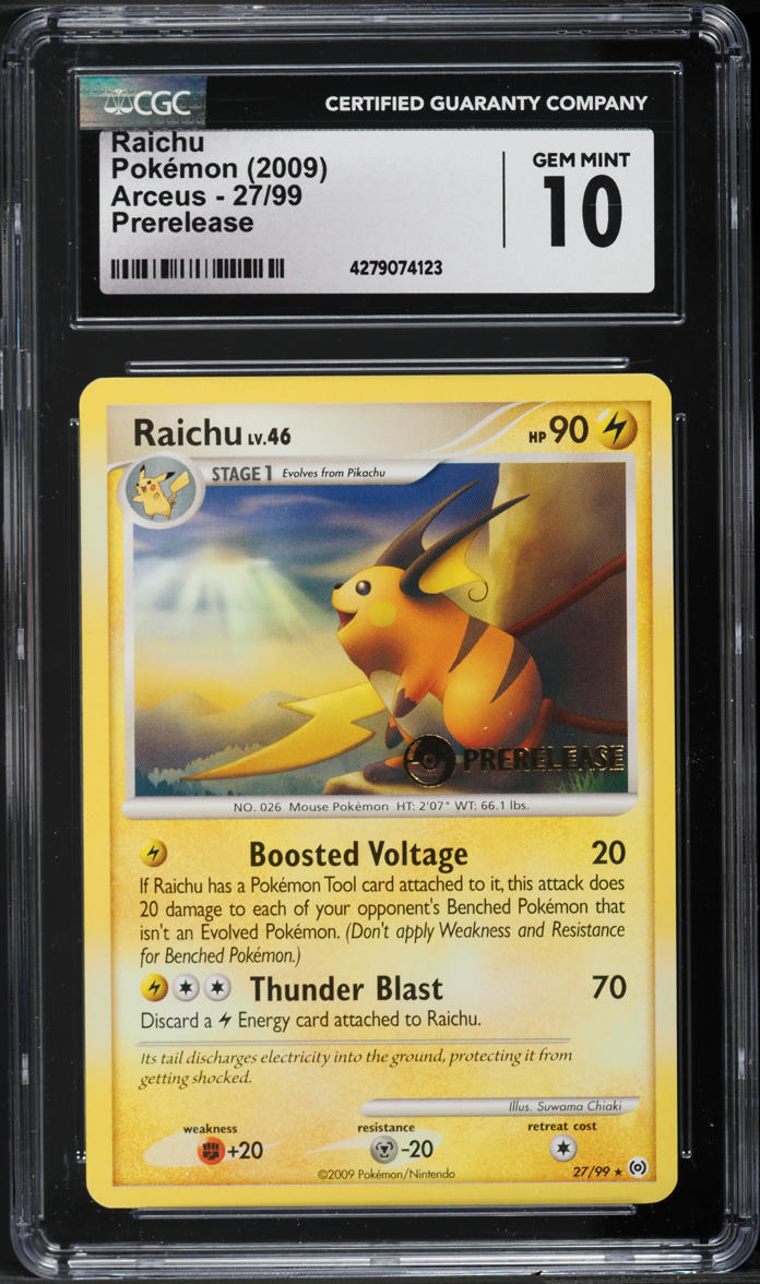 2009 Pokemon Platinume Arceus Prerelease Raichu #27 CGC 10 GEM MINT on ...