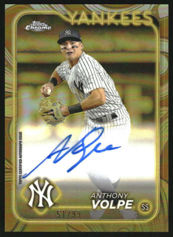 2024 Topps Chrome Gilded Collection Gold Autograph #CGAAV Anthony Volpe ...