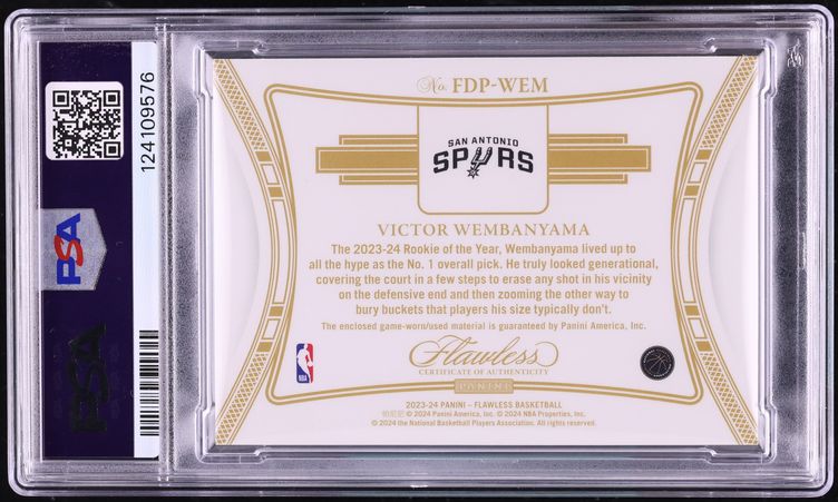 2023 Panini Flawless Dual Gold Victor Wembanyama ROOKIE PATCH /10 # ...
