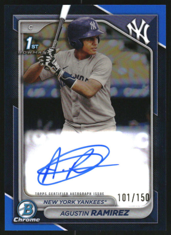 2024 Bowman Chrome Prospect Autographs Blue Lunar Agustin Ramirez RC ...