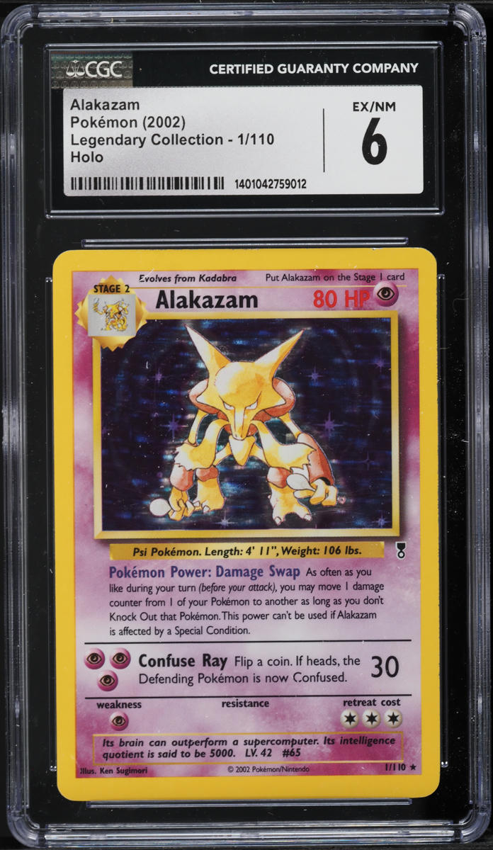 2002 Pokemon Legendary Collection Holo Alakazam #1 CGC 6 EXMT on ...
