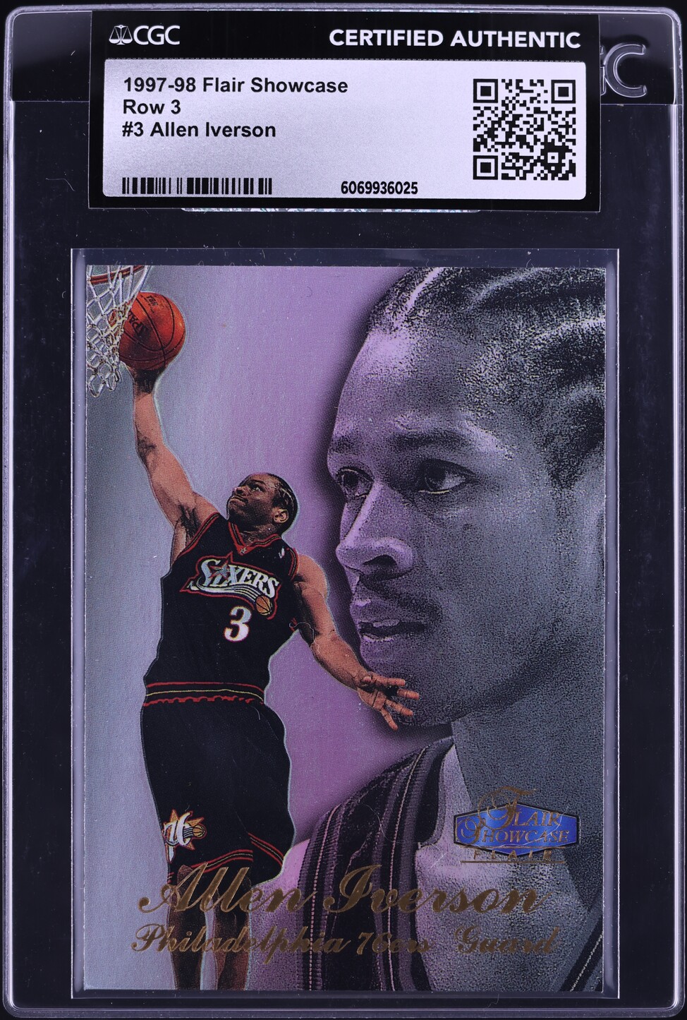 1997 Flair Showcase Row 3 Allen Iverson #3 CGC AUTH on Fanatics Collect