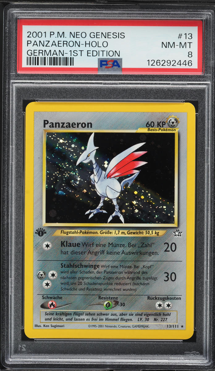 2001 Pokemon German Neo Genesis 1st Edition Holo Skarmory #13 PSA 8 NM ...