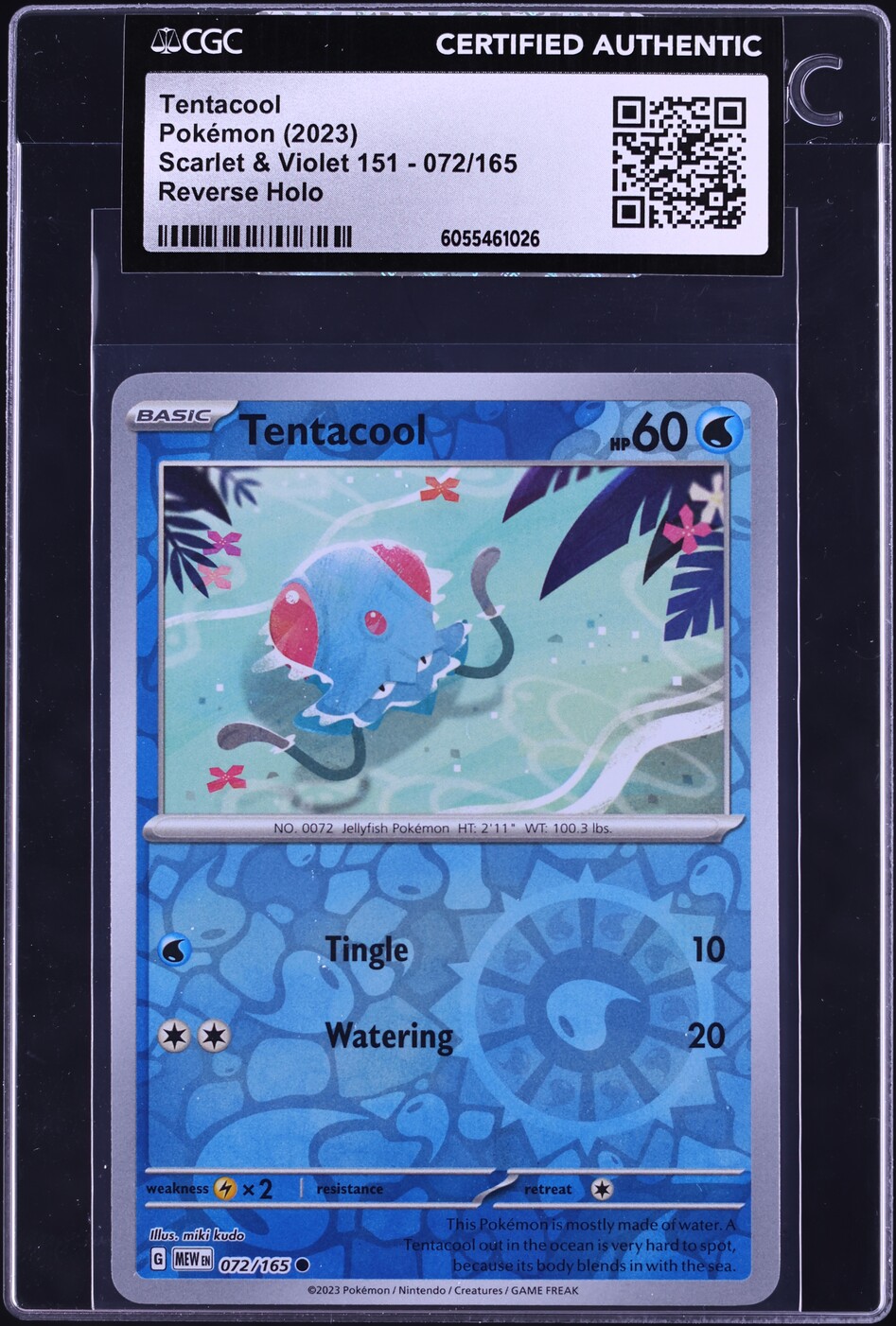2023 Pokemon Scarlet & Violet 151 Reverse Holo Tentacool #072 CGC AUTH ...