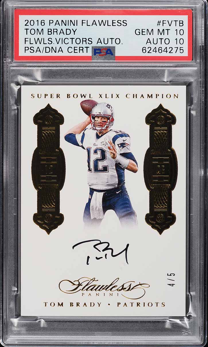 2016 Panini Flawless Victors Tom Brady AUTO DNA 10 /5 #FVTB PSA 10 GEM ...