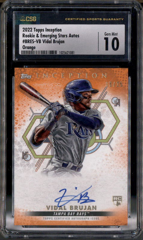 2022 Topps Inception Rookie Emerging Star Auto Orange Vidal Brujan RC ...