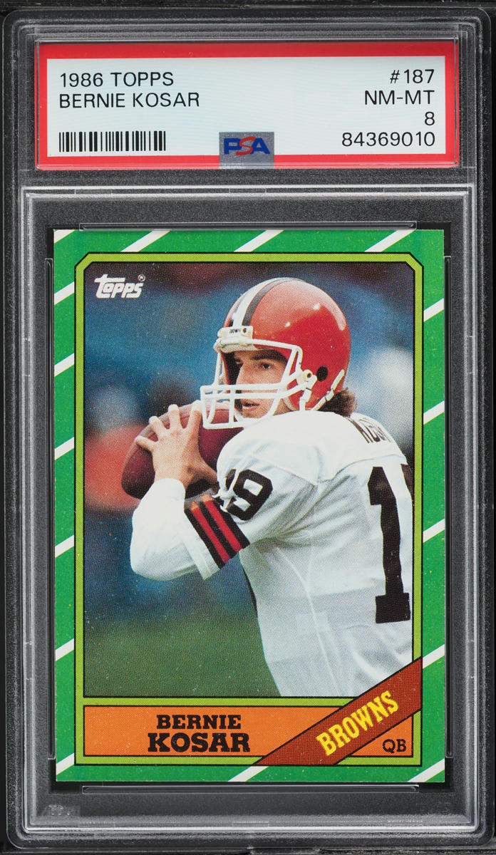 1986 Topps Football Bernie Kosar ROOKIE #187 PSA 8 NM-MT on Fanatics ...