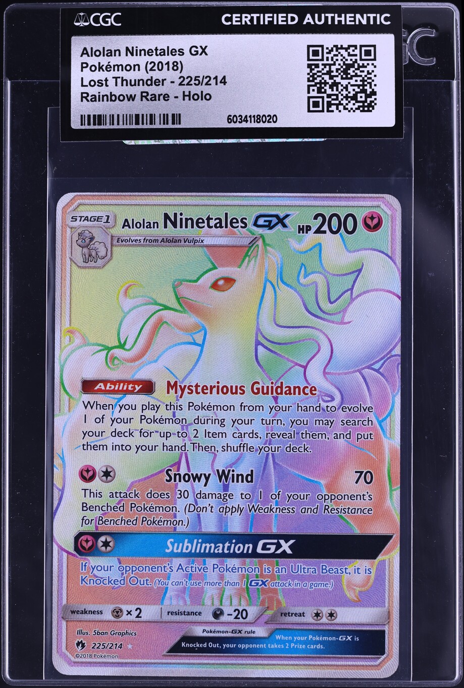 2018 Pokemon Sun & Moon Lost Thunder Alolan Ninetales GX #225 CGC AUTH on Fanatics Collect
