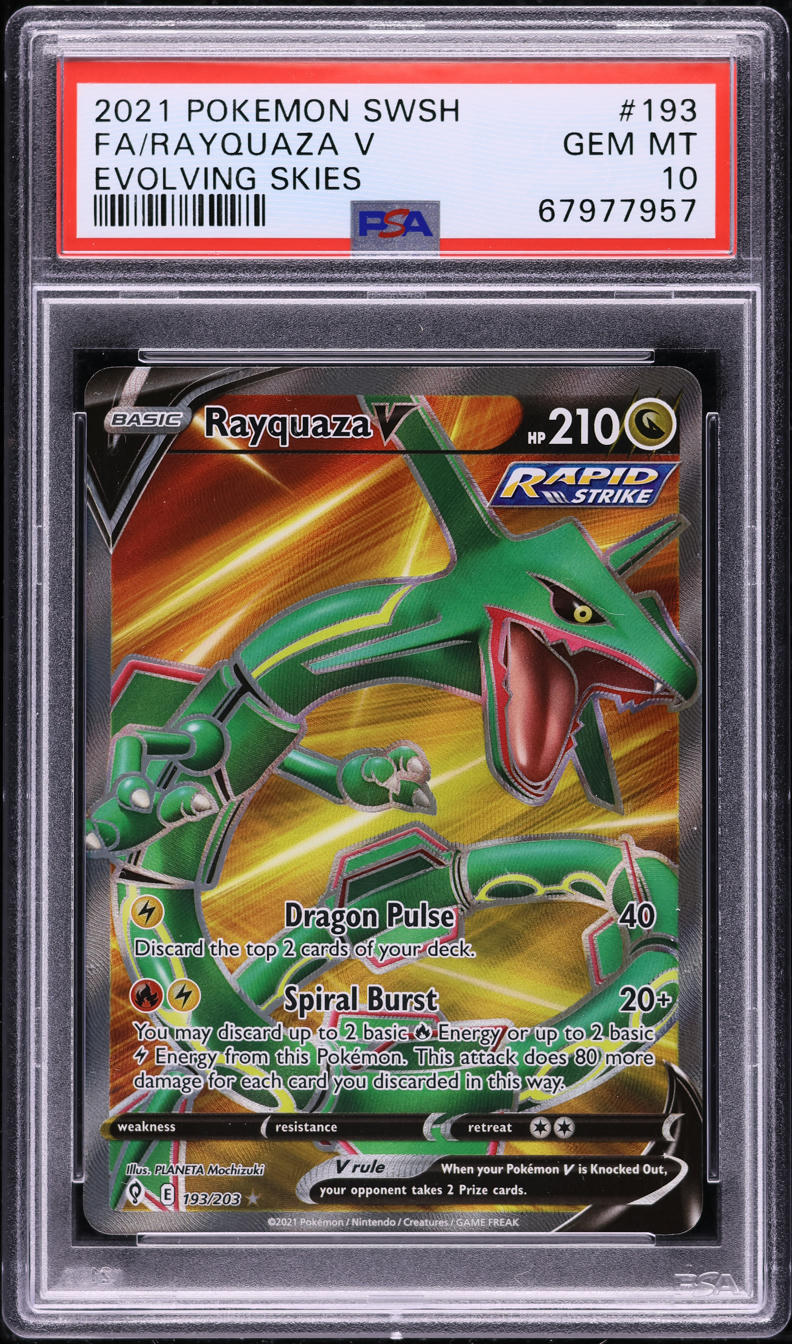 2021 Pokemon SWSH Evolving Skies Full Art Rayquaza V #193 PSA 10 GEM MINT on Fanatics Collect
