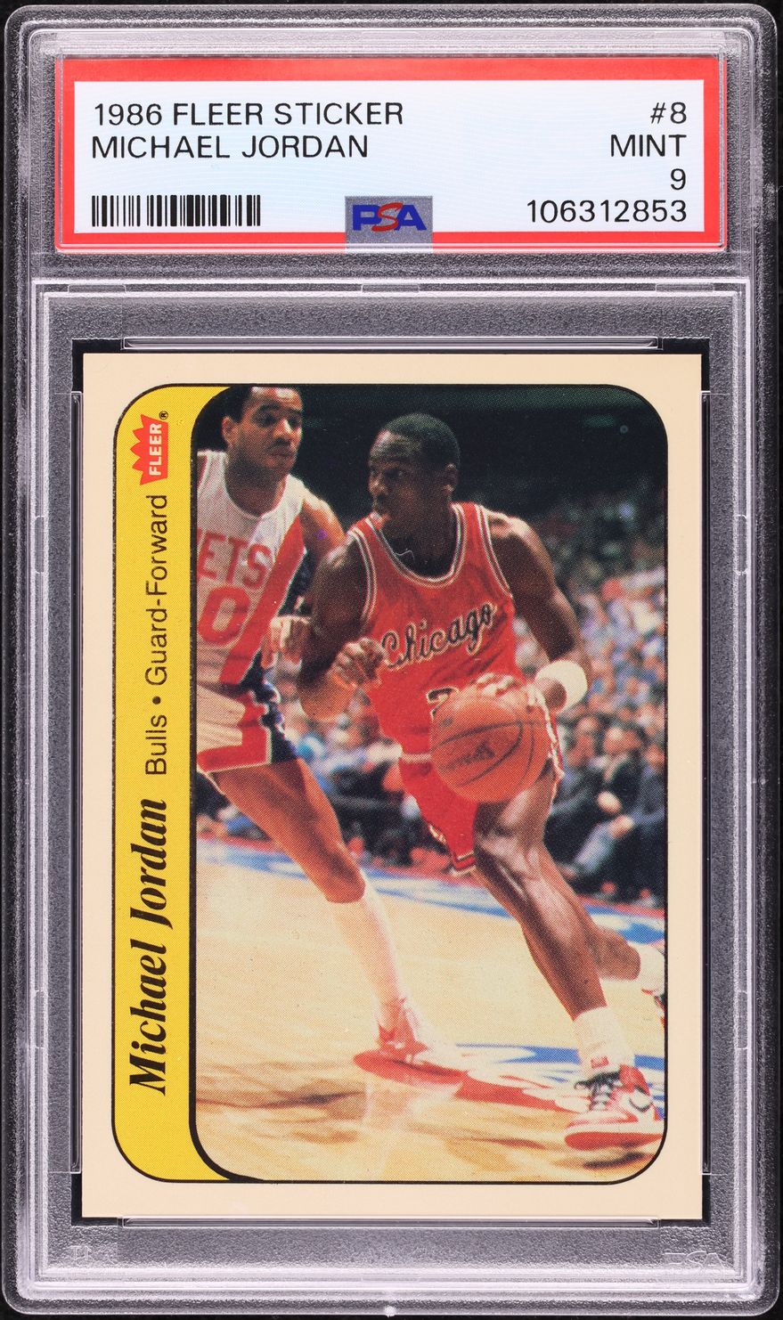 1986 Fleer Sticker Michael Jordan ROOKIE #8 PSA 9 MINT on Fanatics Collect