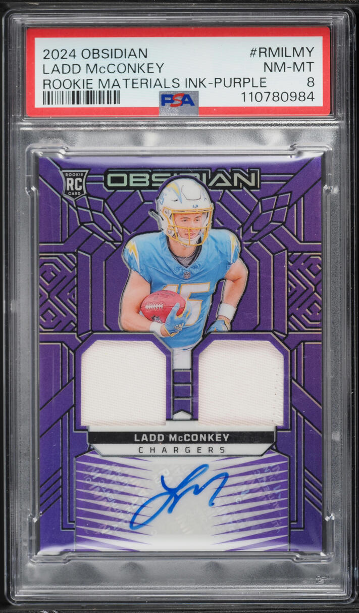 2024 Panini Obsidian Purple Ladd McConkey ROOKIE PATCH AUTO /49 #RMI ...
