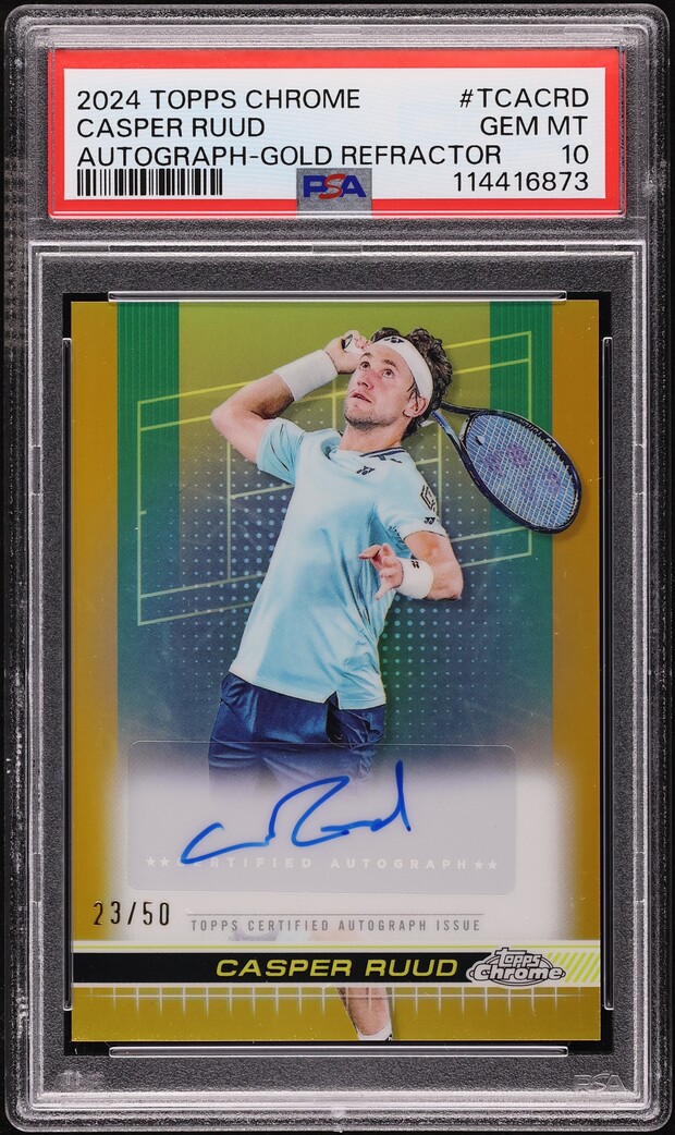2024 Topps Chrome Tennis Gold Refractor Casper Ruud AUTO /50 #TCA-CRD PSA 10 GEM on Fanatics Collect