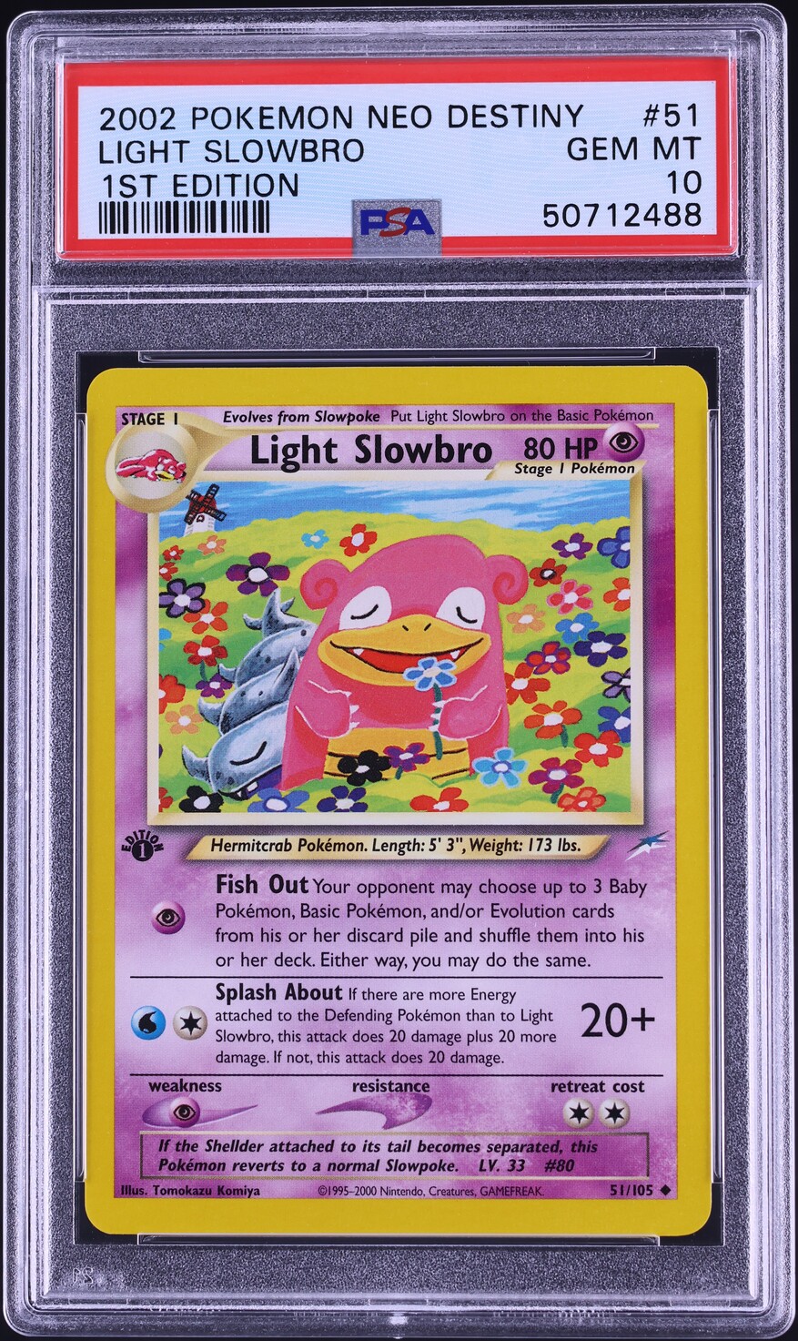 2002 Pokemon Neo Destiny 1st Edition Light Slowbro #51 PSA 10 GEM MINT ...