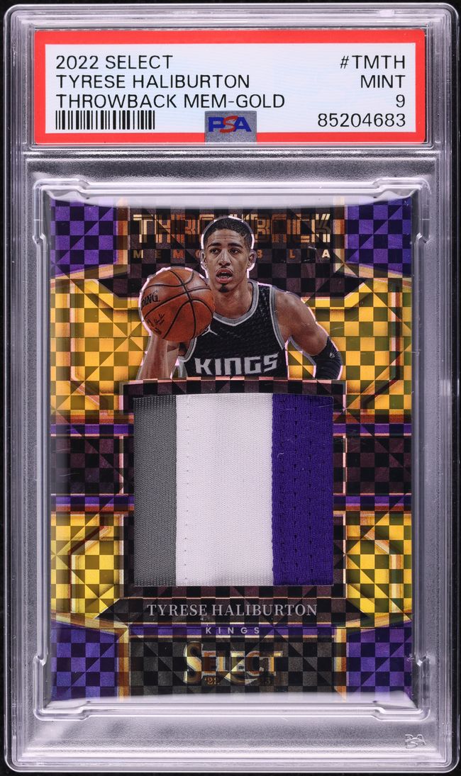 2022 Select Throwback Memorabilia Gold Tyrese Haliburton PATCH /10 PSA ...